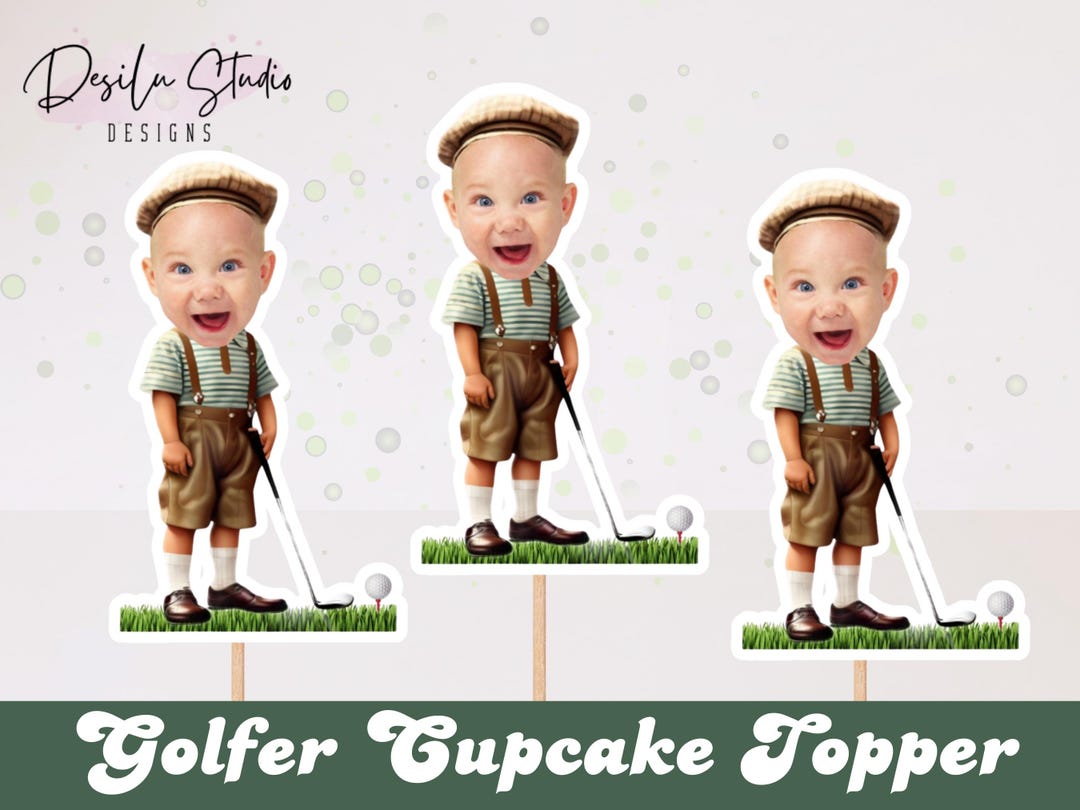 Golfer Cupcake Toppers | Custom Photo Golfer Toppers | Golf Cupcake ...