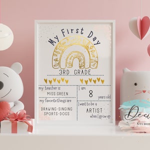 Editable Boho Gold Rainbow Sign, Back to School Poster, Personalized ...