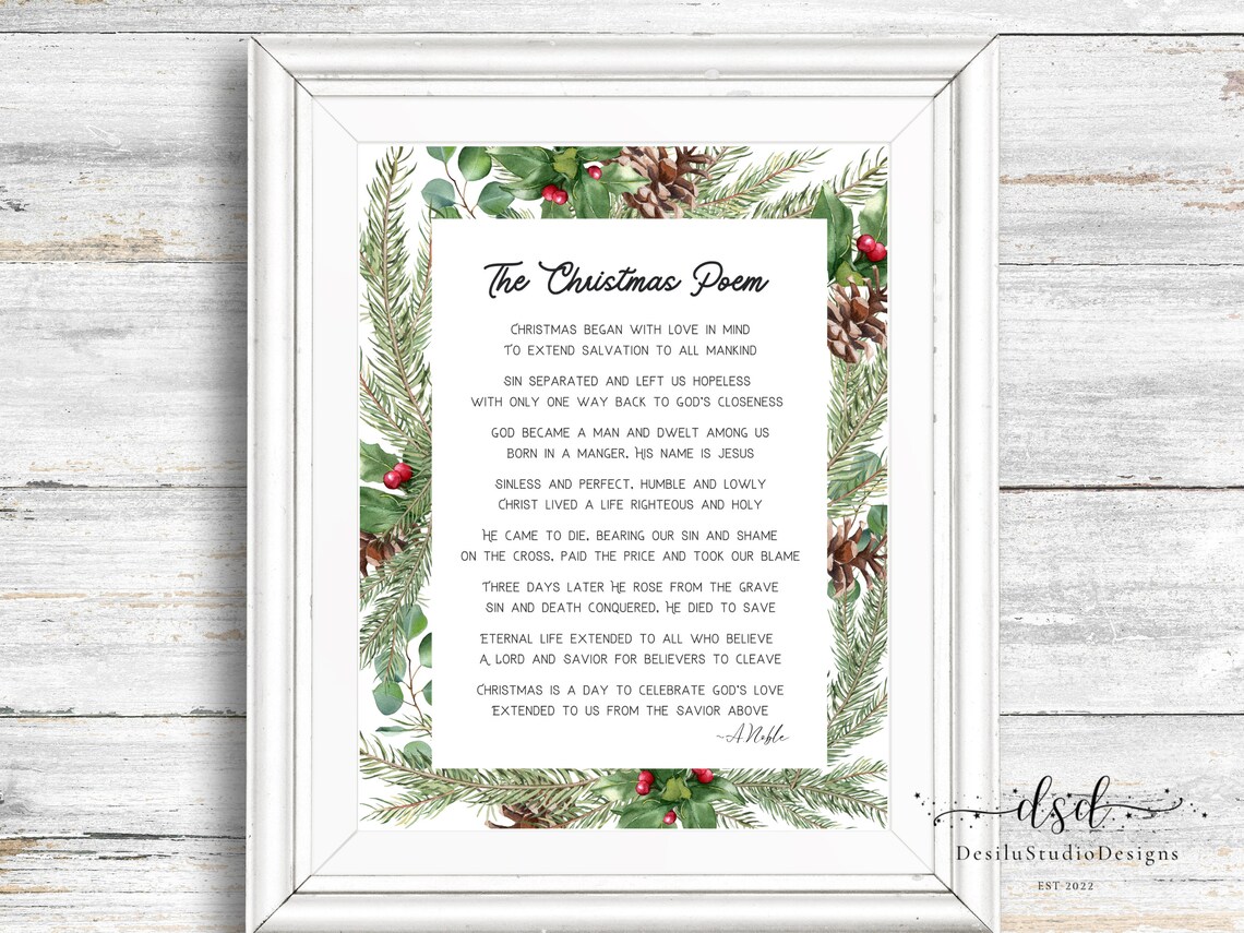 Christmas Poem Print, Jesus Savior of the World, Holiday Wall Art (PDF ...