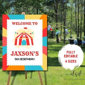 Carnival Editable Circus Party Sign, Printable Carnival Fun Sign ...