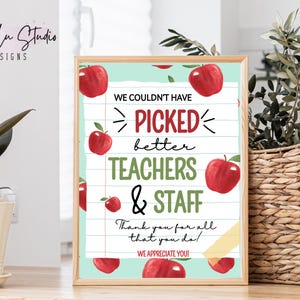 Teacher Appreciation Apples Table Sign | We Couldn’t Have Picked Better ...