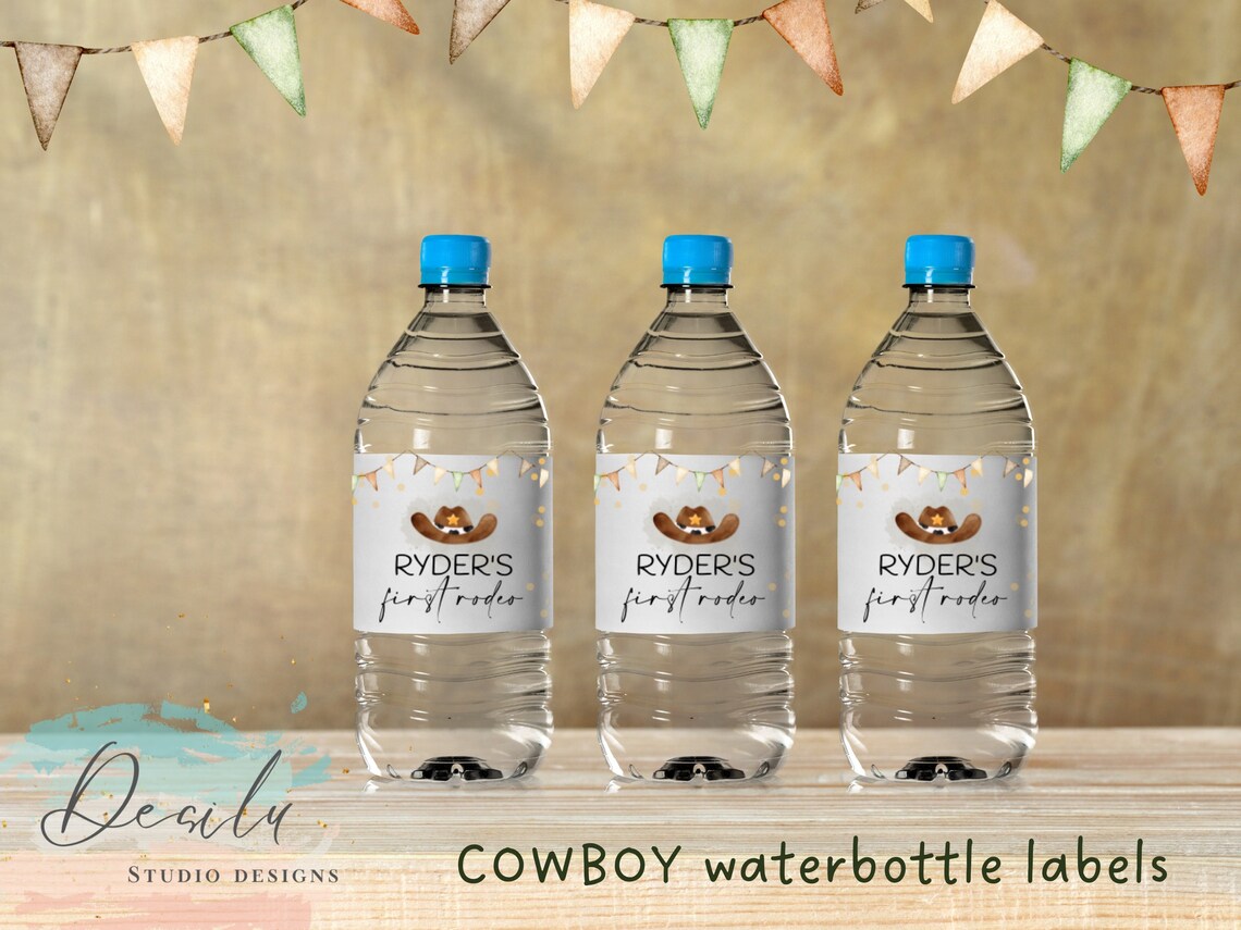 Cowboy My 1st Rodeo Birthday Water Bottle Labels Wild West - Etsy