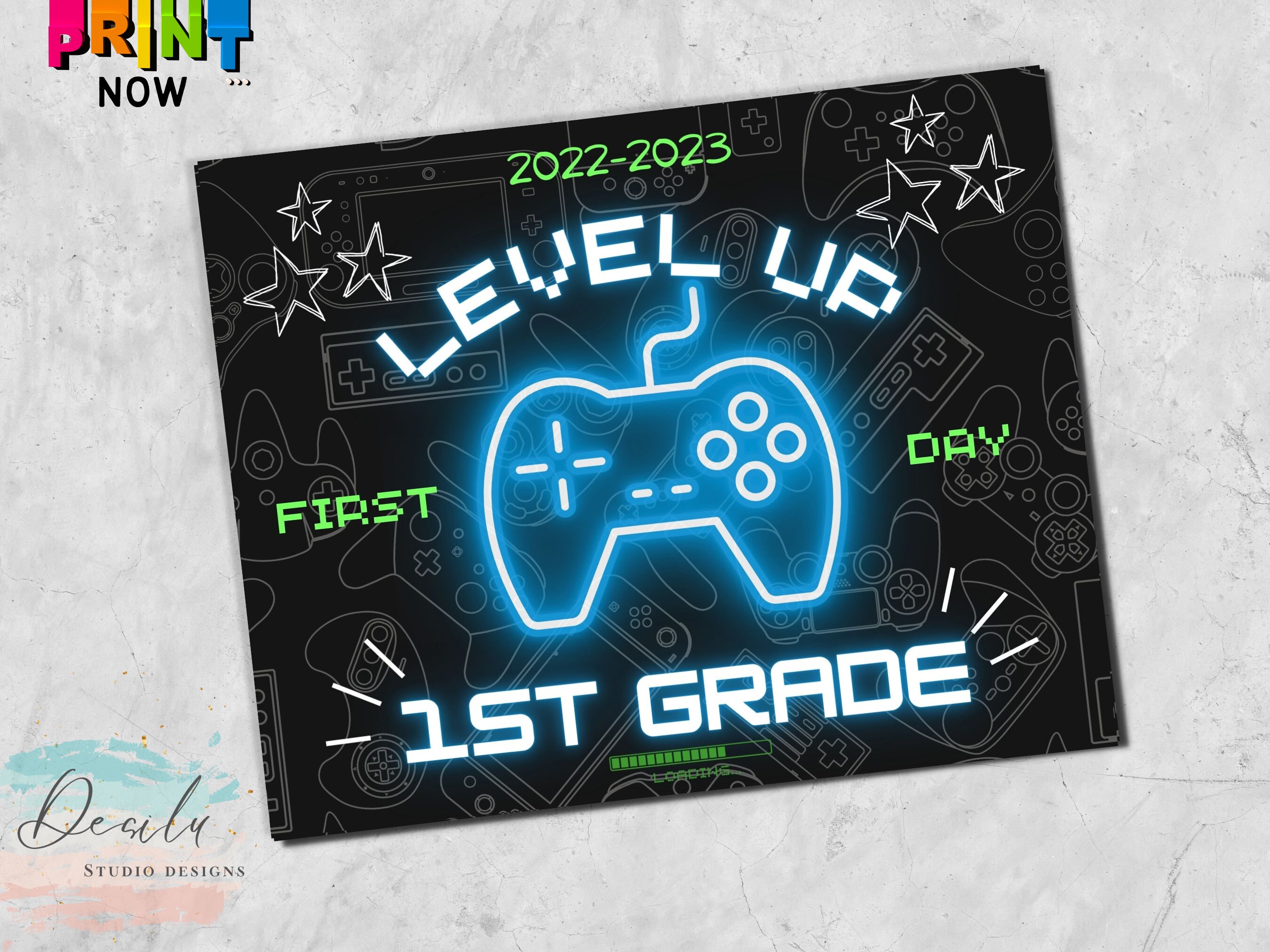 First Day of School Sign - Video Gamer Back to School Sign - First ...