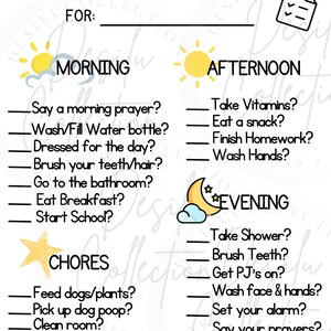 Editable Daily Routine Checklist Chore Chart for Kids - Etsy