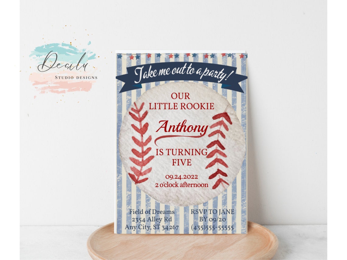Baseball Themed Birthday Invitation Editable Sports Invite - Etsy
