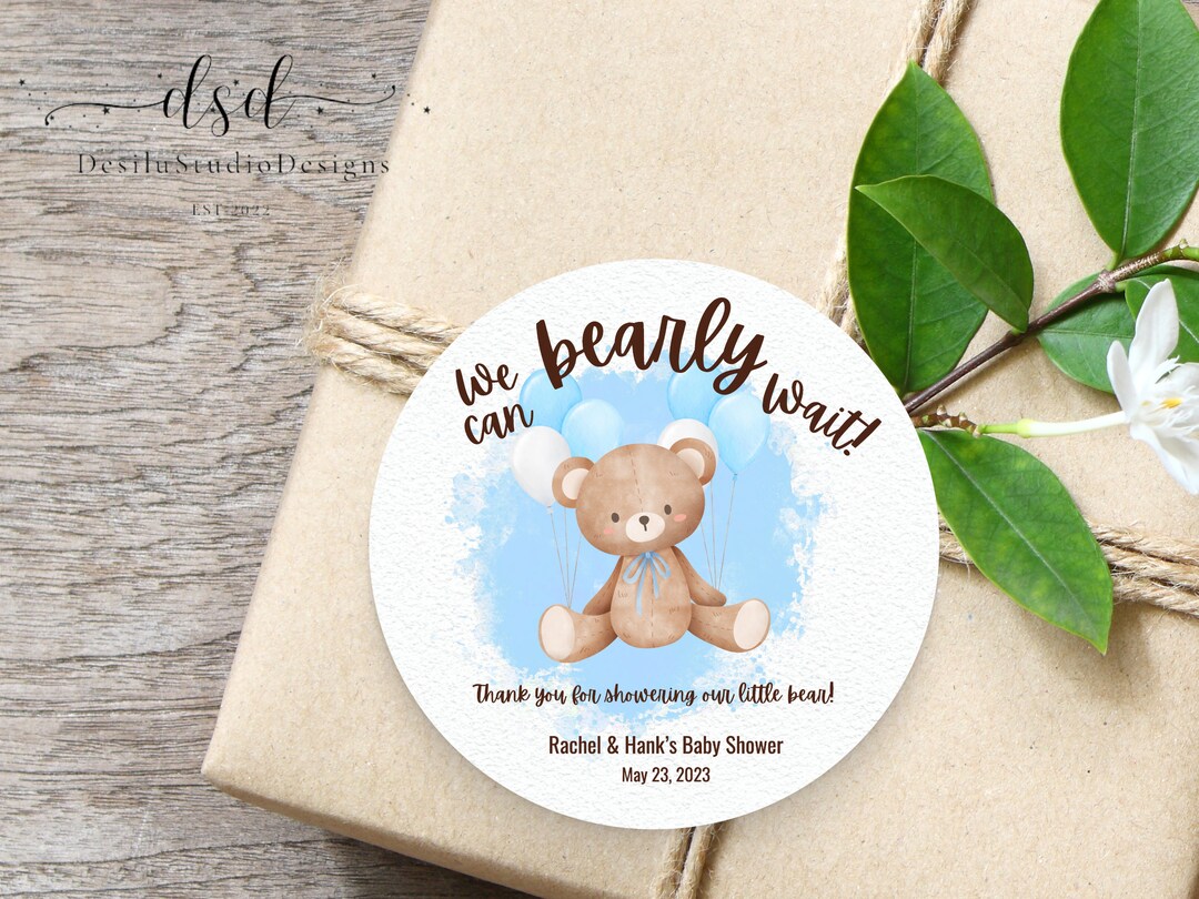 We Can Bearly Wait Stickers Printed, We Can Bearly Wait Baby Shower ...