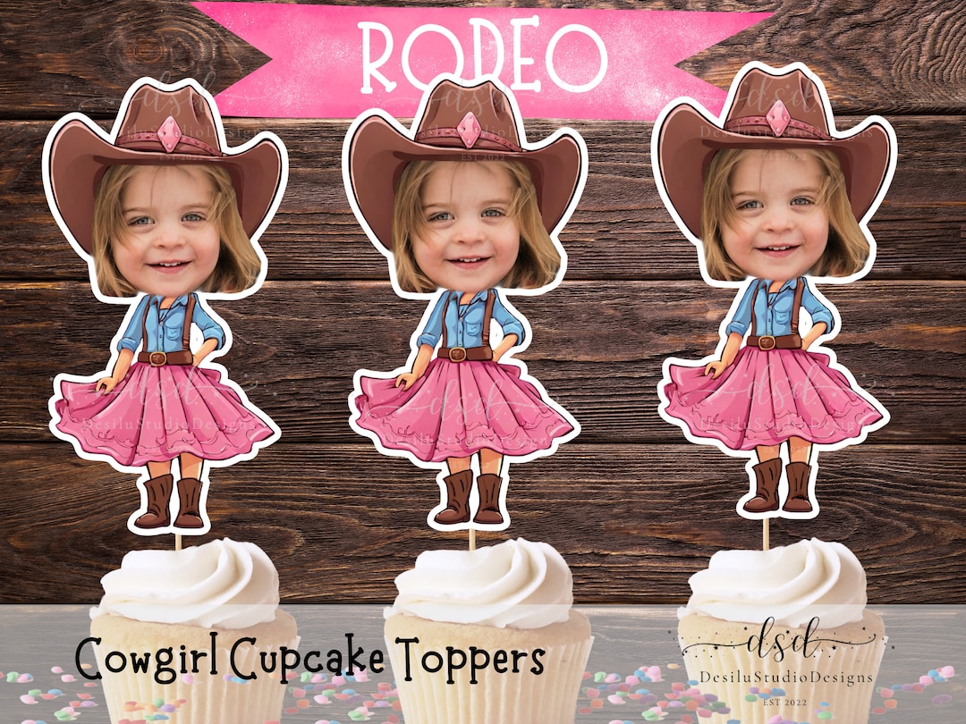 Rodeo Cupcake Topper Custom Face Photo Cowgirl Cupcake Topper Cowgirl ...