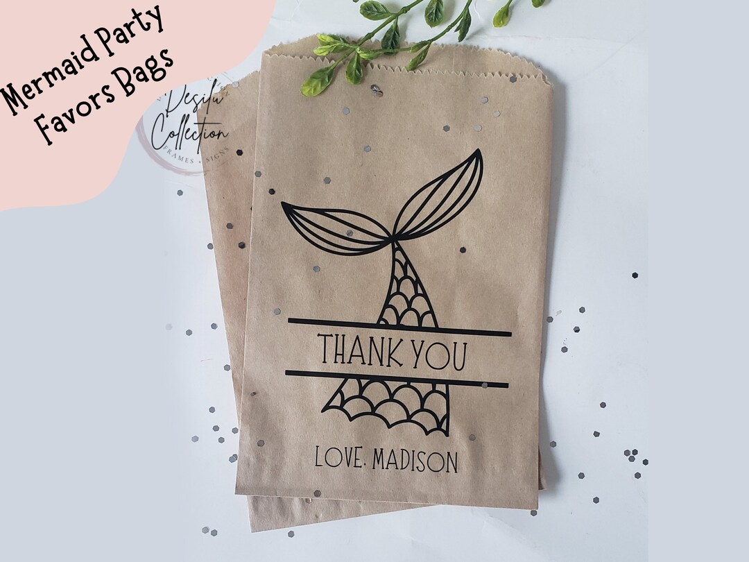 Mermaid Thank You Party Favor Treat Bags, Mermaid Theme Party Favors ...
