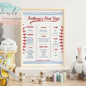 Baseball Birthday Milestone Sign First Year , Baseball One, All Star ...