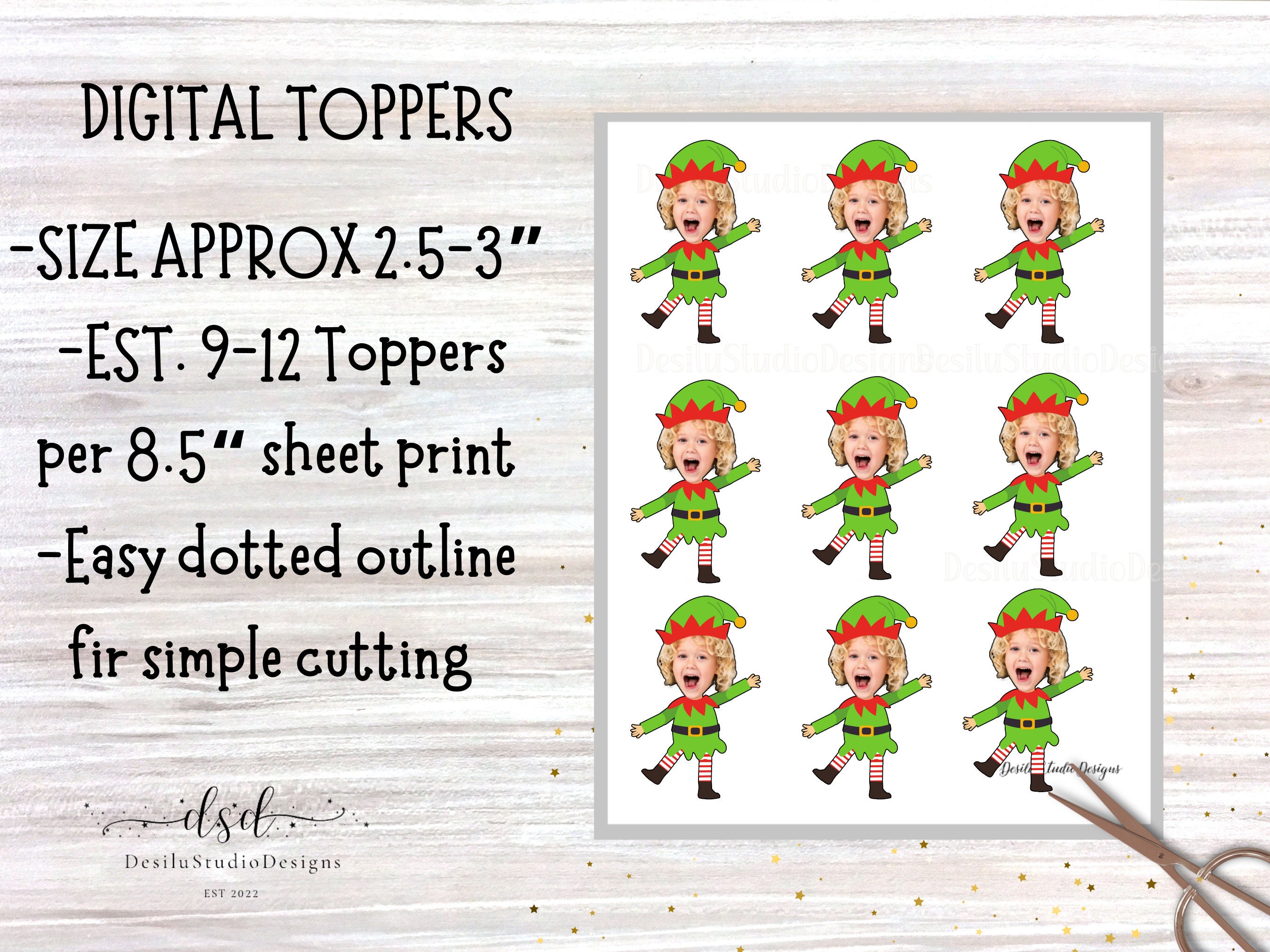 Elf Cupcake Topper Custom Face Photo Elf Cupcake Toppers Elf - Etsy