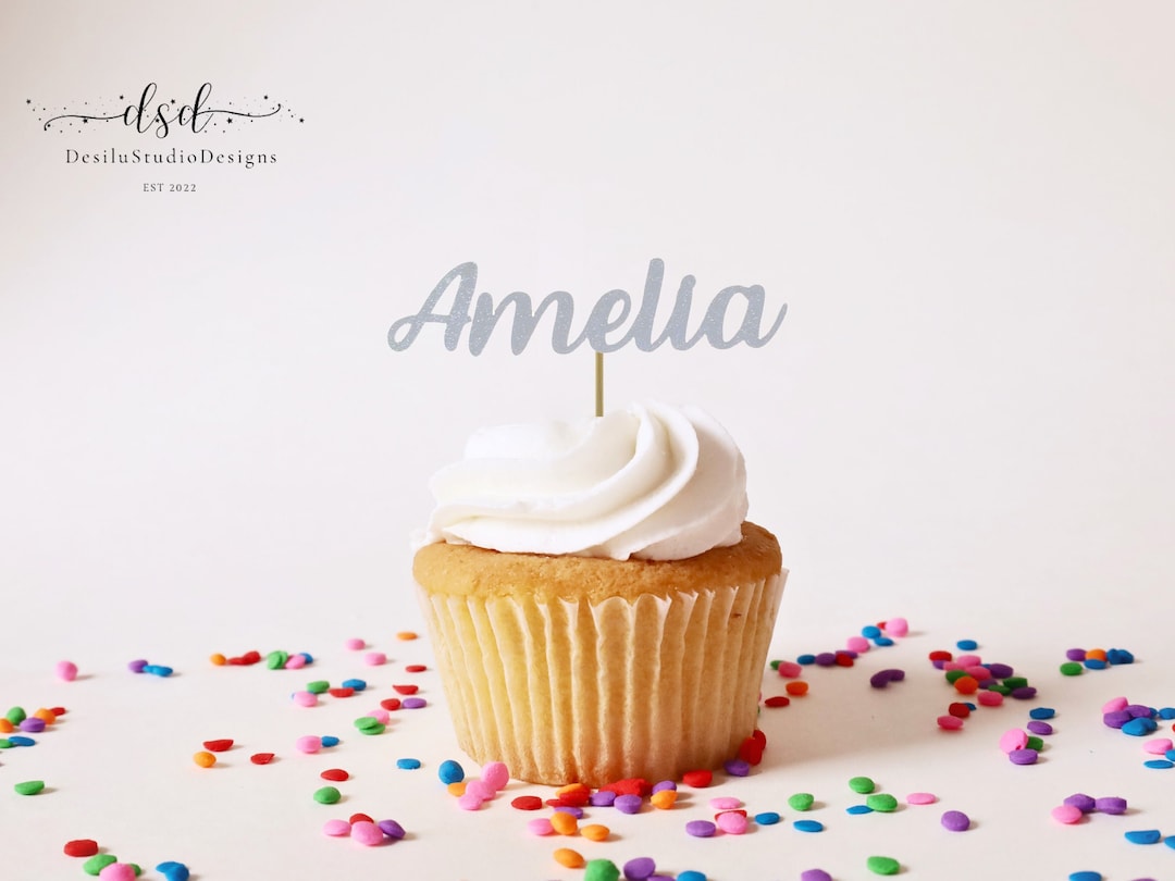 Personalized Name Cupcake Topper Custom Name Cupcake Topper Glitter ...