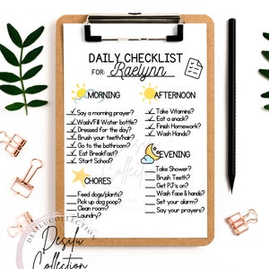 Editable Daily Routine Checklist Chore Chart for Kids - Etsy