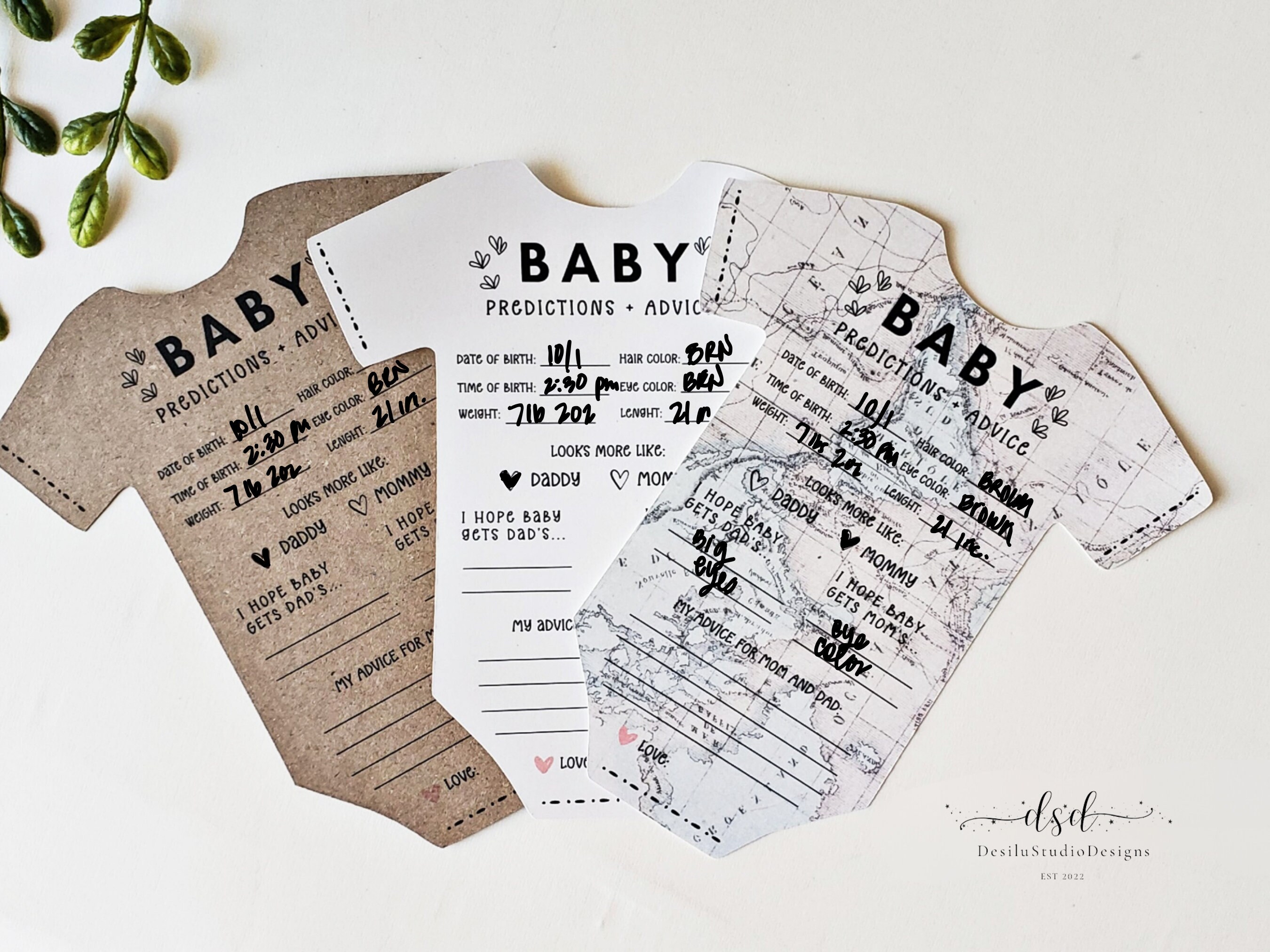 Onesie Shaped Baby Prediction and Advice Cards Gender Neutral - Etsy