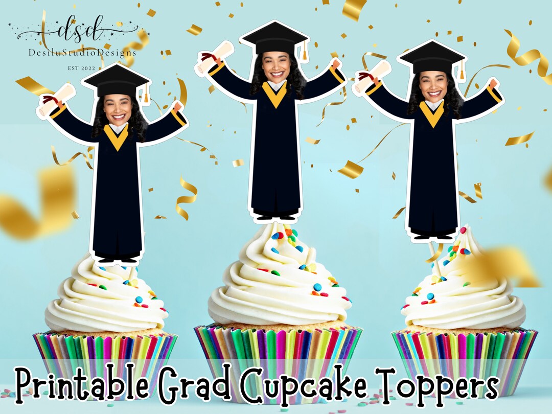Graduation Cupcake Toppers, Graduation Party Face Cupcake Toppers ...