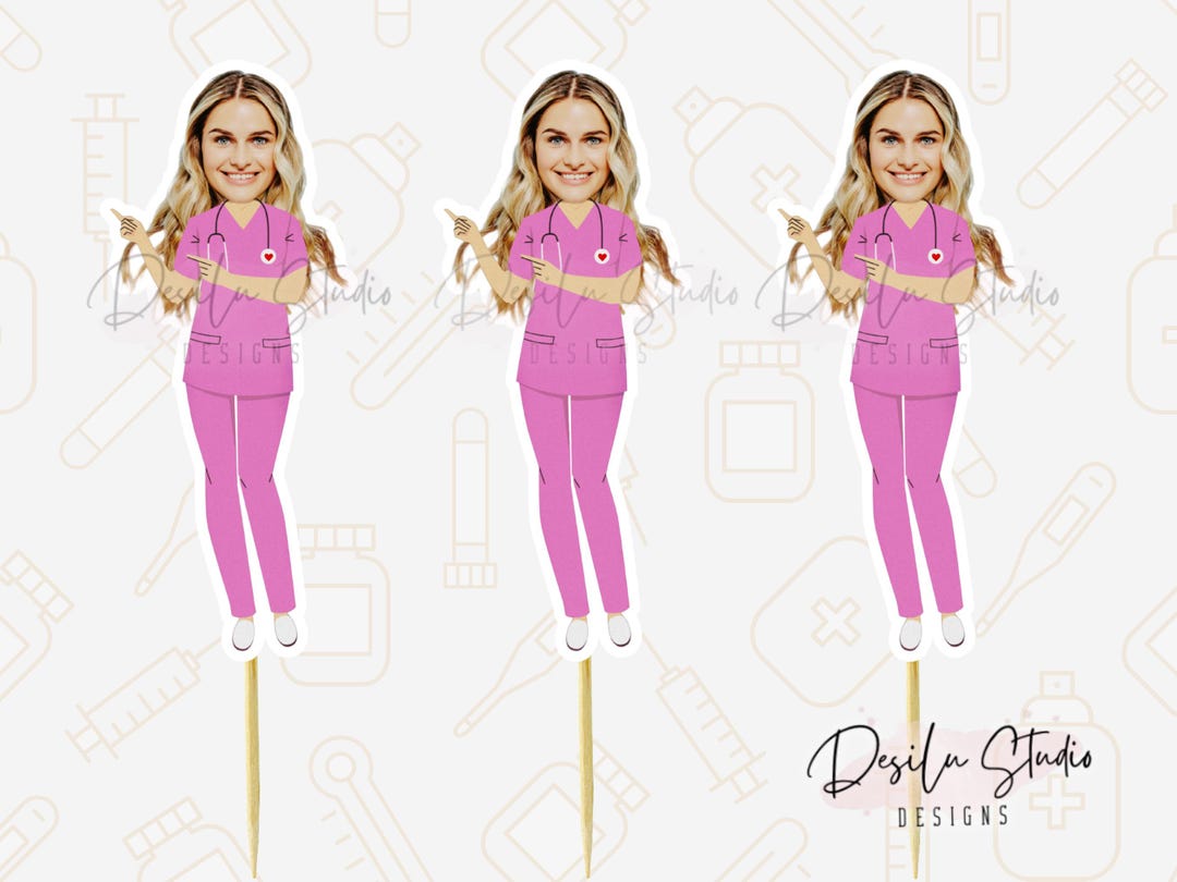 Nurse Cupcake Face Toppers | Nurse Party Toppers | Registered Nurse ...