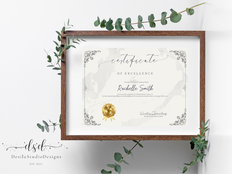 Certificate of Excellence Template Certificate of - Etsy