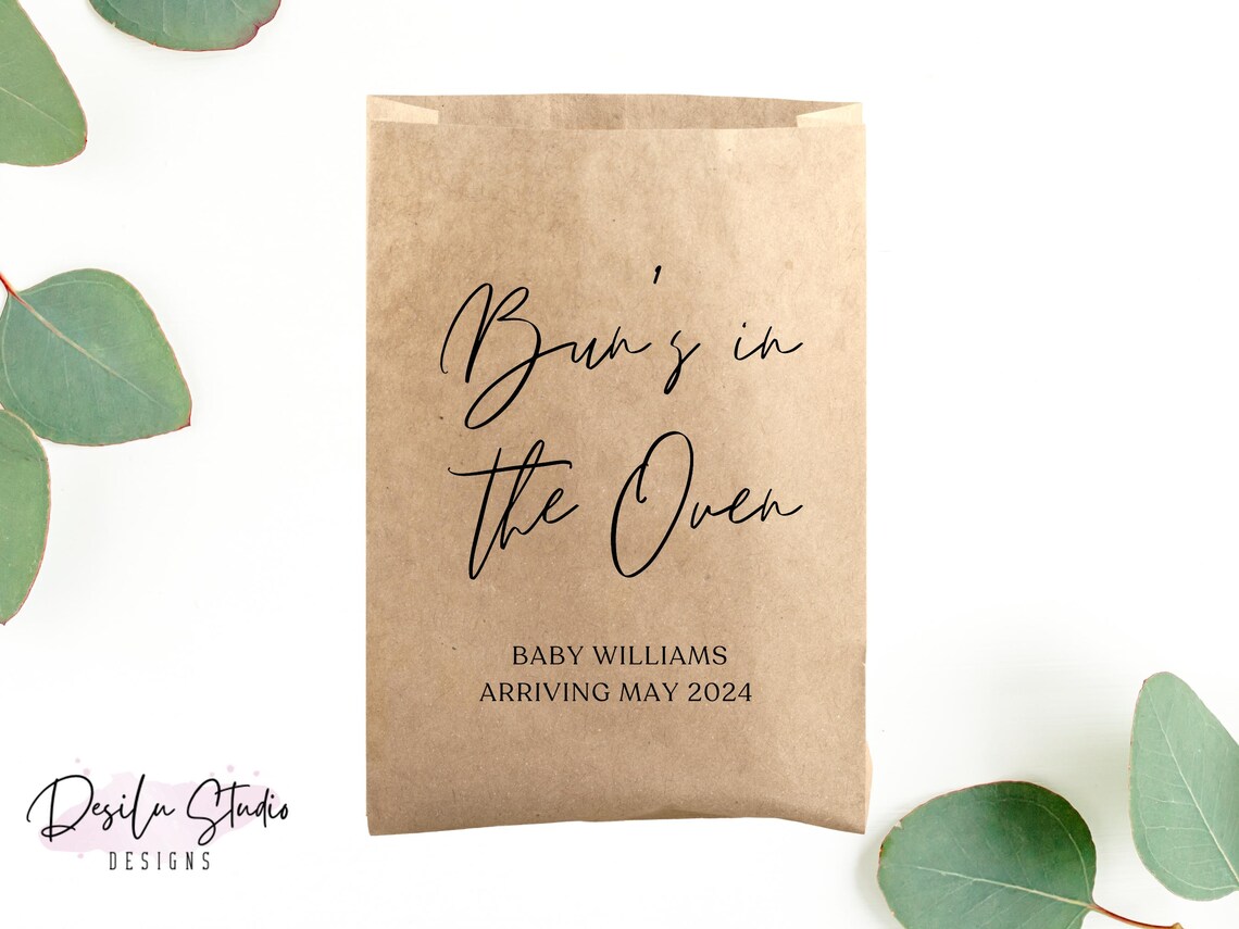 Buns in the Oven Favor Bags, Baby Shower Treat Bags, Personalized ...