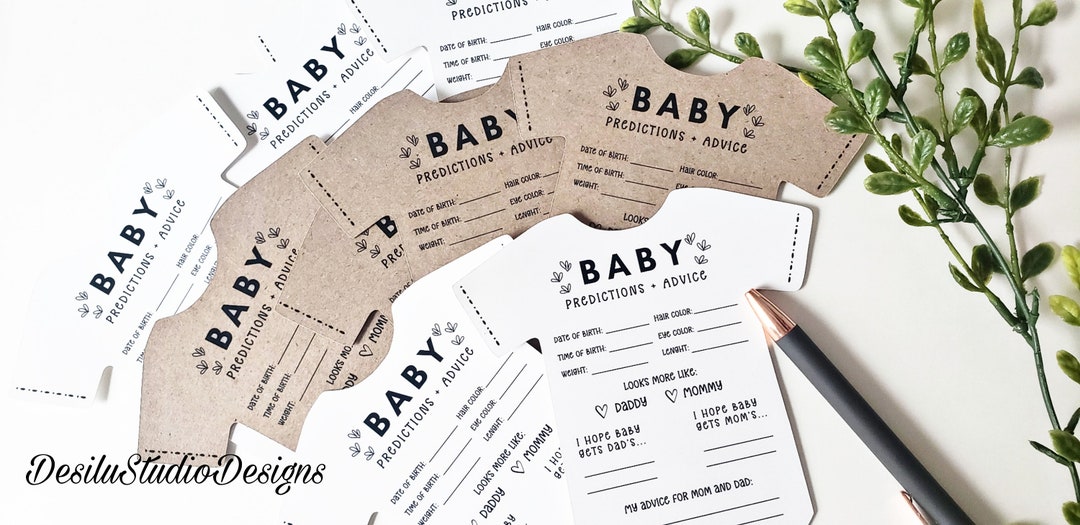 Onesie Shaped Baby Prediction and Advice Cards, Gender Neutral Baby ...