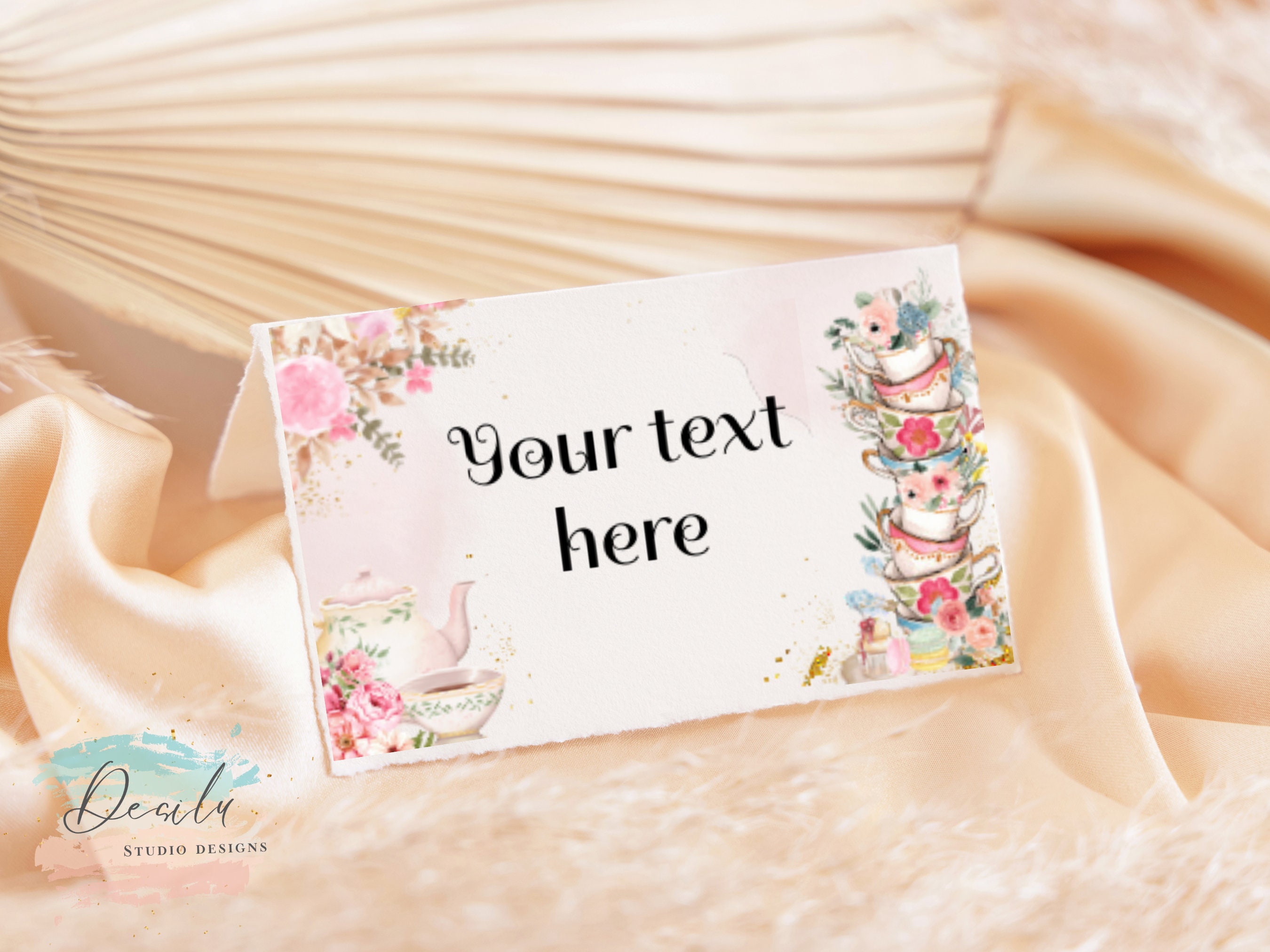 Editable Tea Party Food Tent Label Place Card Birthday Par-tea Floral ...
