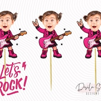 Rock and Roll Matching Cake Toppers Checkered | Music Cupcake Toppers ...