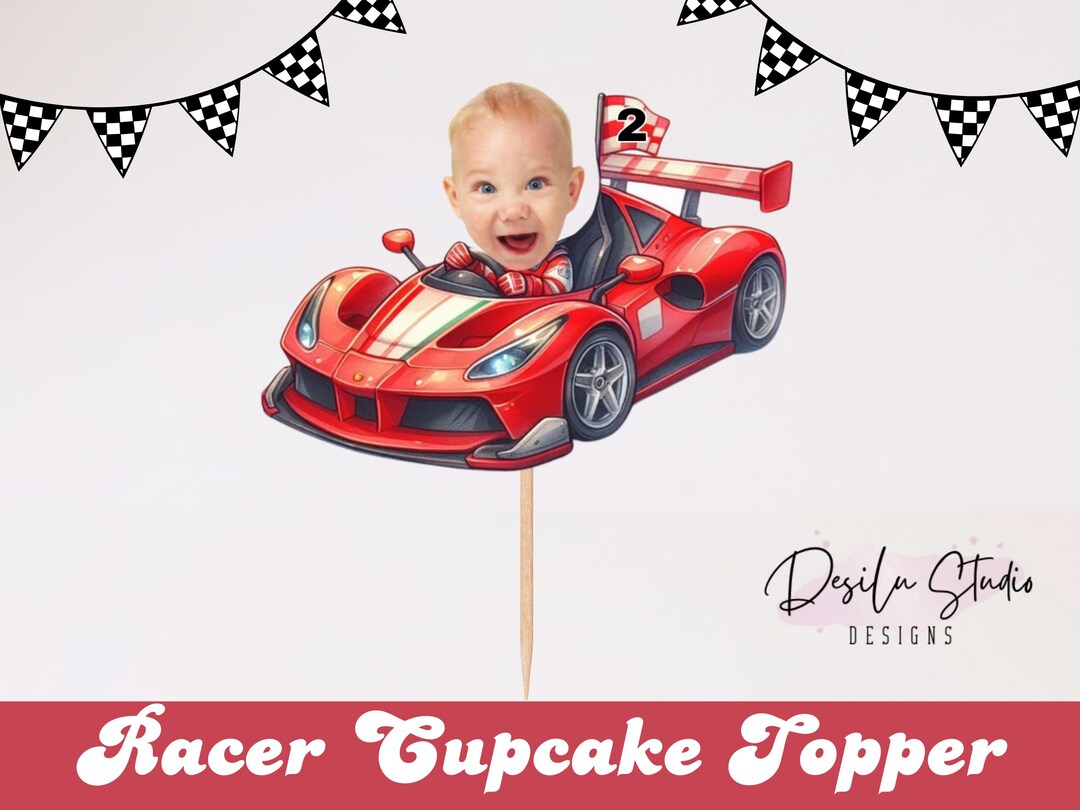 Car Cupcake Toppers | Custom Photo Race Face Cupcake Toppers | Racing ...