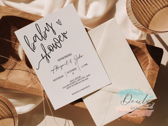 Baby Shower Handwritten Script Invitation Template Baby - Etsy