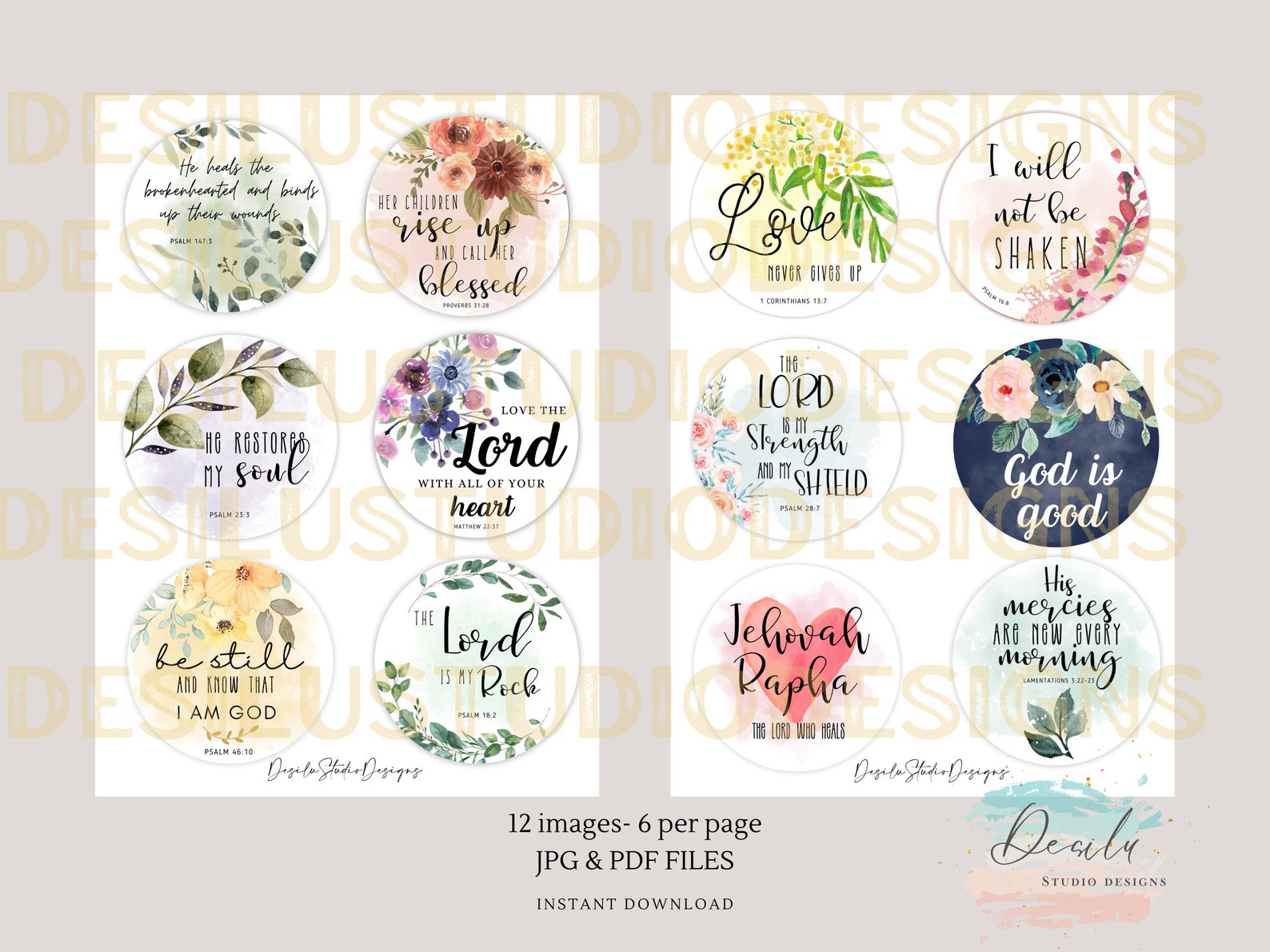 Printable 3 Inch Size Bible Verses Circle Images Digital Download for ...