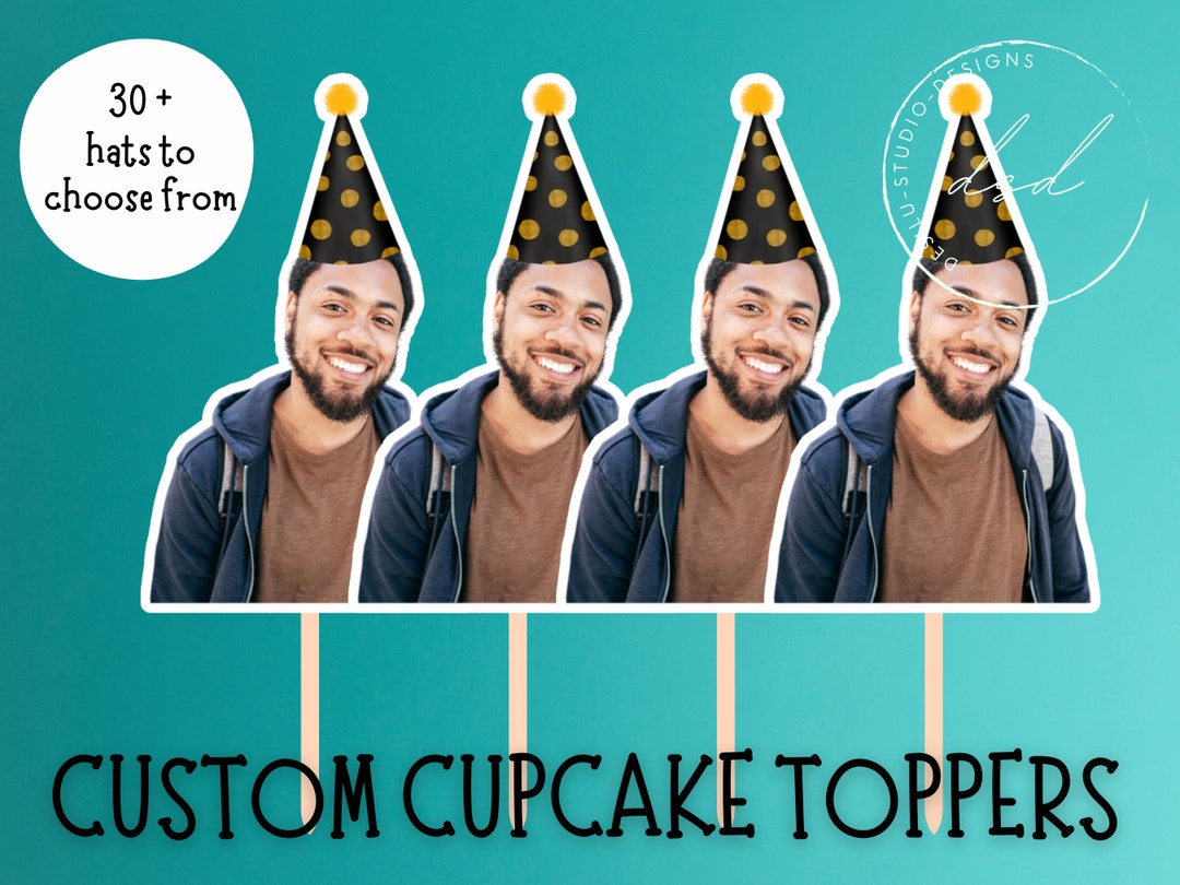 Custom Face Cupcake Toppers, Personalized Toppers, First Birthday, 30th ...