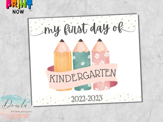First Day of Kindergarten Sign Cute Pencils Back to School - Etsy