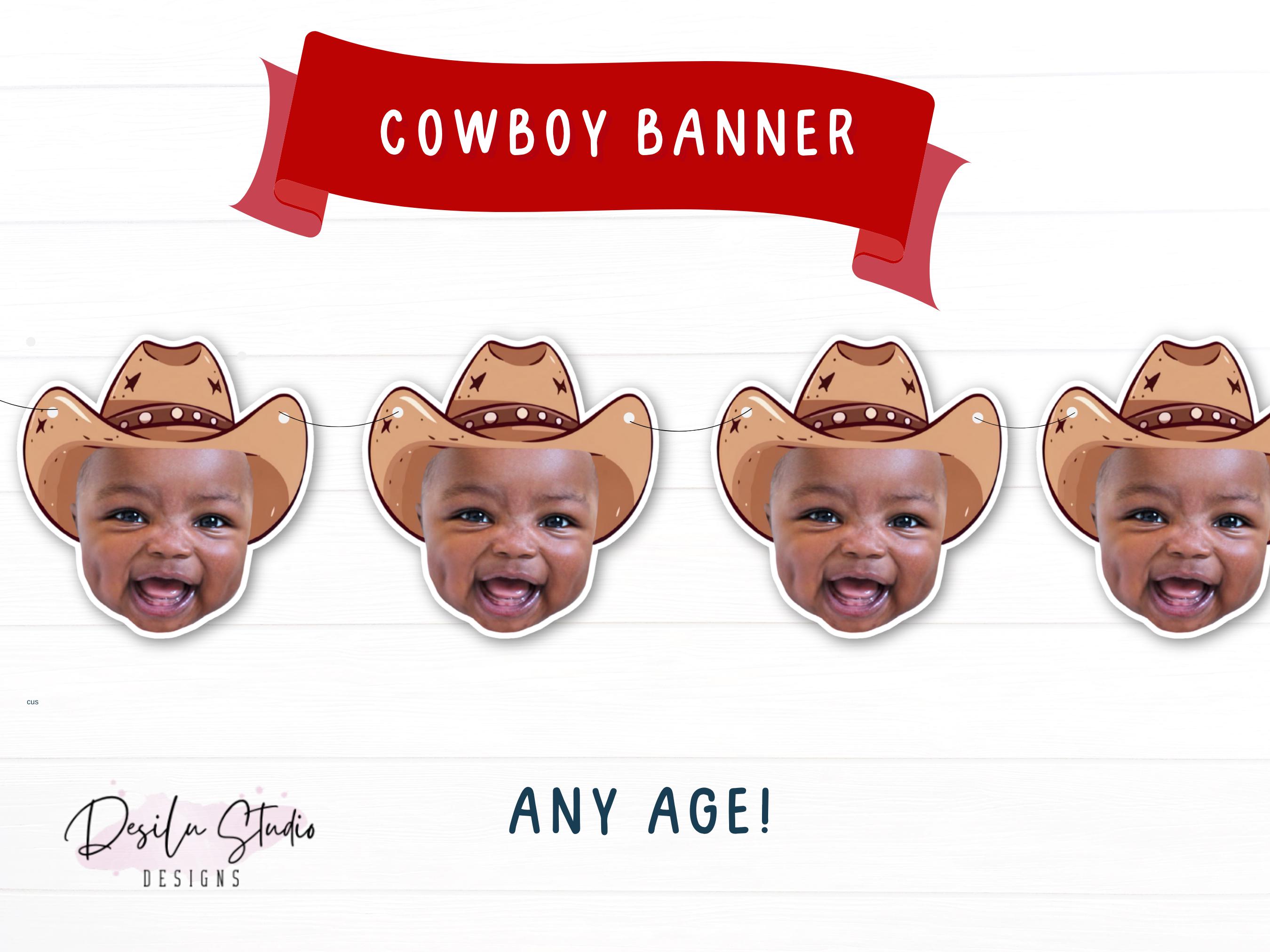 Cowboy Face Banner | Western Birthday Party Decorations | My First ...