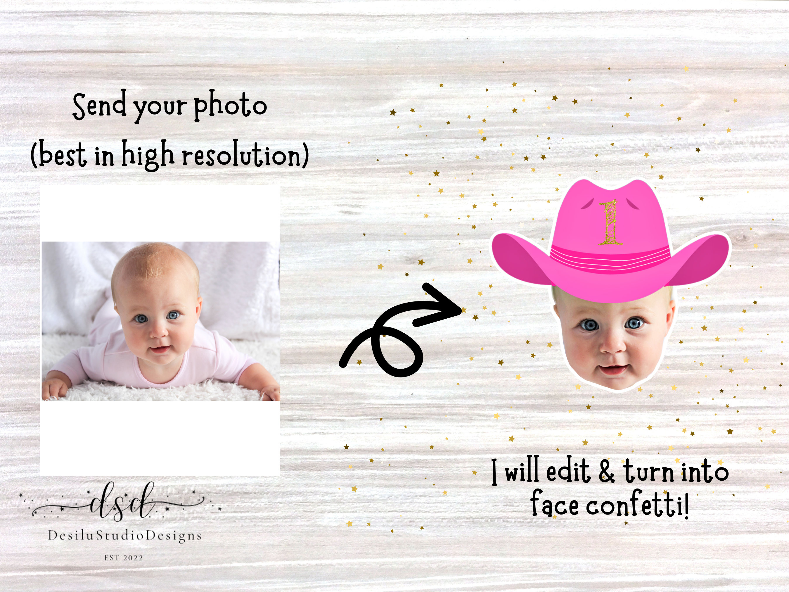 Rodeo Cupcake Topper Custom Face Photo Pink Cowboy Cupcake Toppers ...