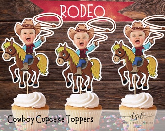Rodeo Cupcake Topper Custom Face Photo Cowboy Cupcake Toppers Cowboy ...