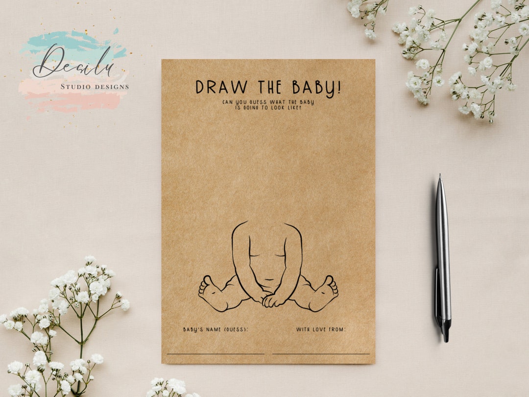 Draw the Baby Game, Baby Shower Fun Cards, Baby Shower Games Simple ...