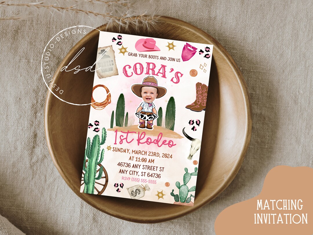 Custom First Rodeo Birthday Invitation Cowgirl Birthday Invitation ...