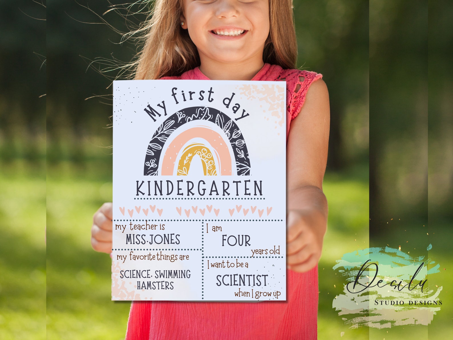 Editable Boho Rainbow First Day of School Sign Back to School - Etsy