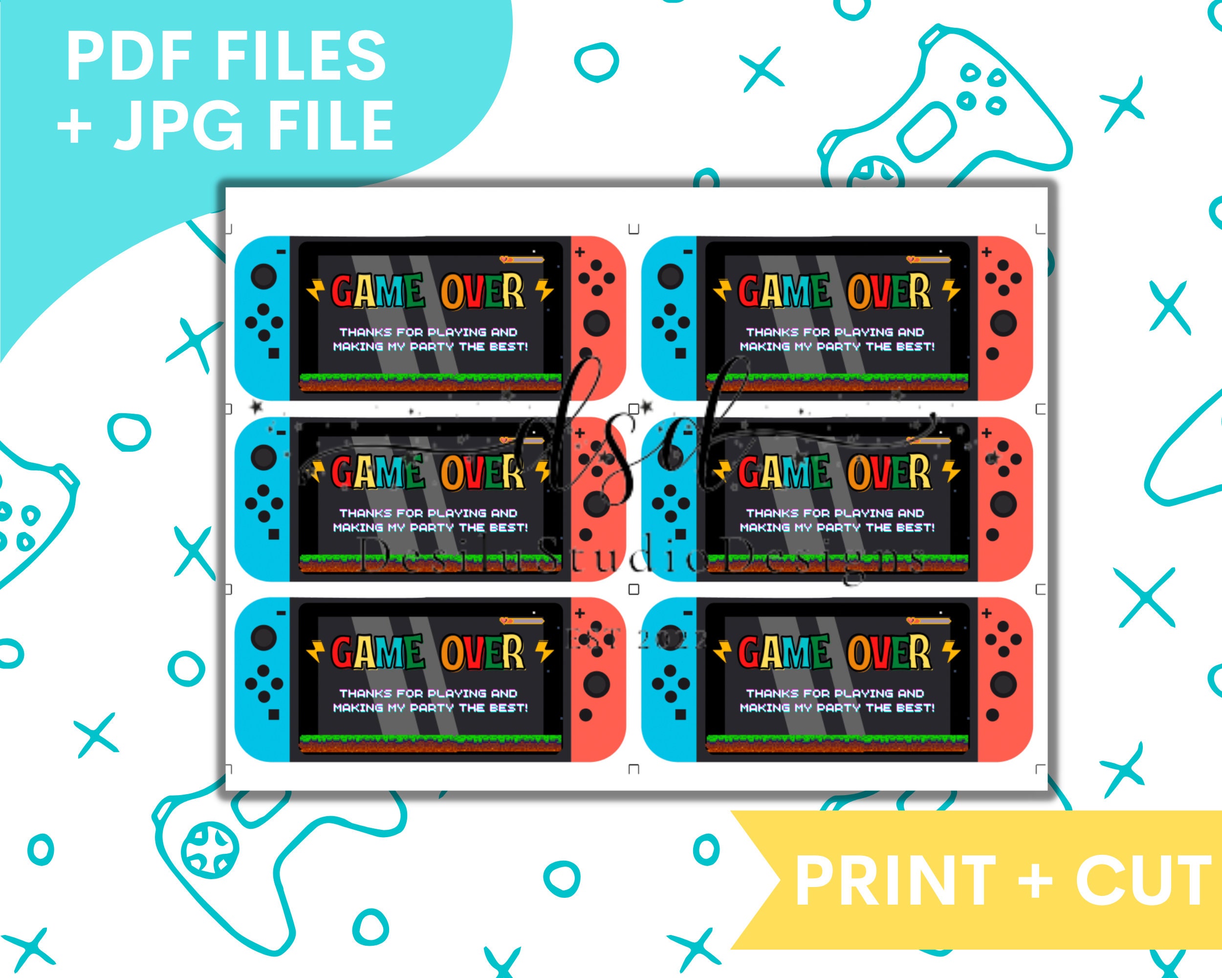 Gamer Party Tags, Video Game Thank You Tags, Video Game Party Tags ...