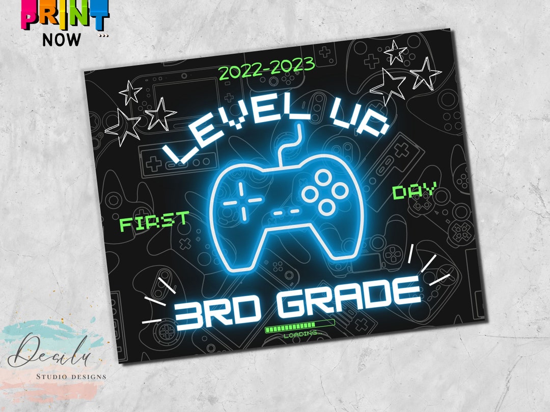First Day of School Sign - Video Gamer Back to School Sign - THIRD ...