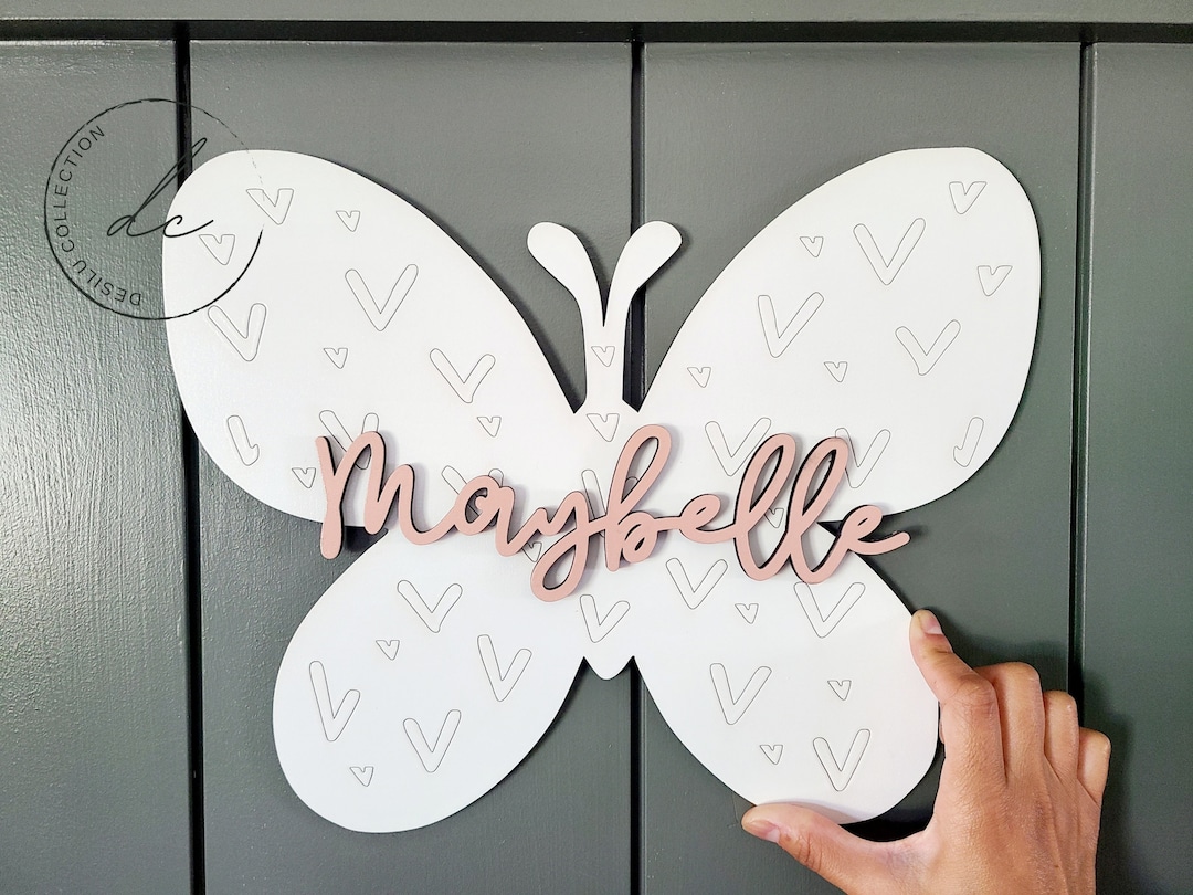 Personalized Butterfly Name Sign, 3D Wood Nursery Decor - Etsy