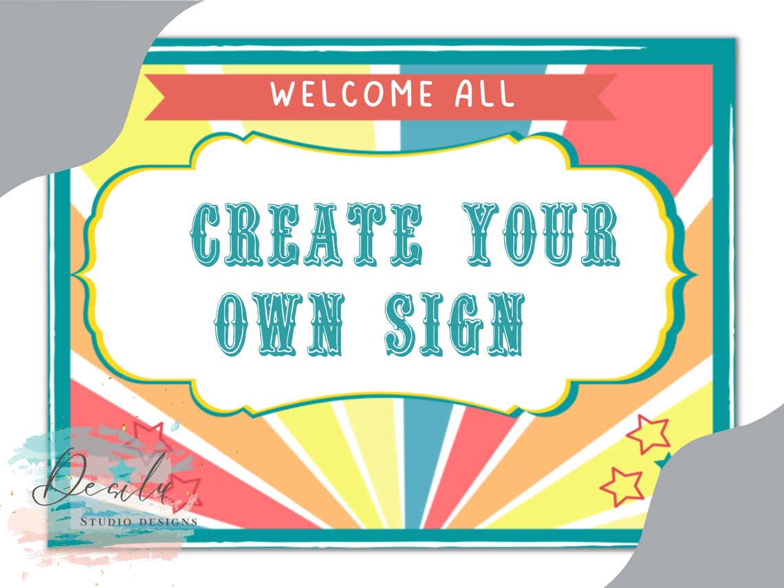 Carnival Editable Retro Party Sign Printable Circus Fun Sign - Etsy