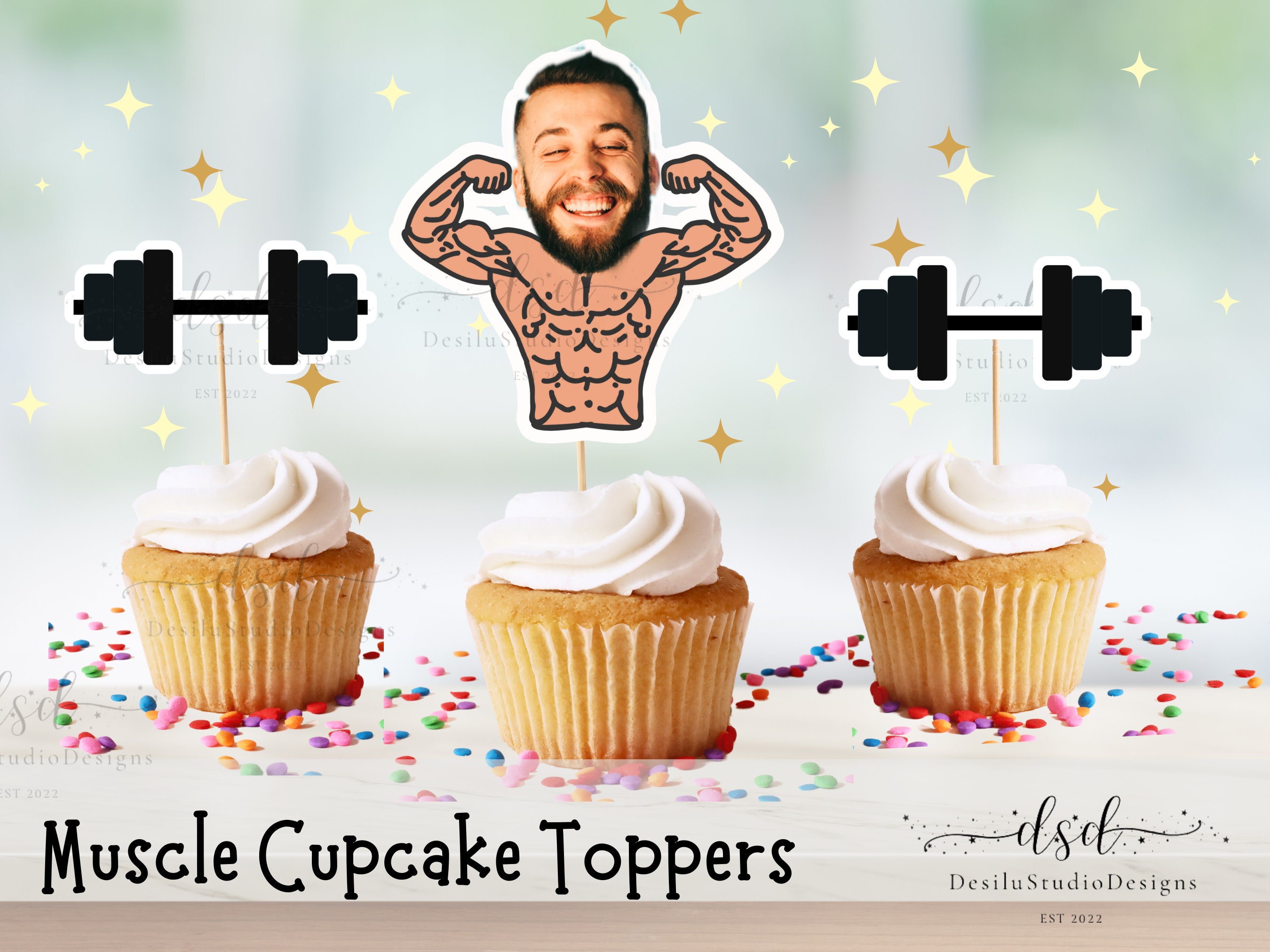Muscle Man Cupcake Toppers Body Builder Cupcake Topper DIY - Etsy Australia