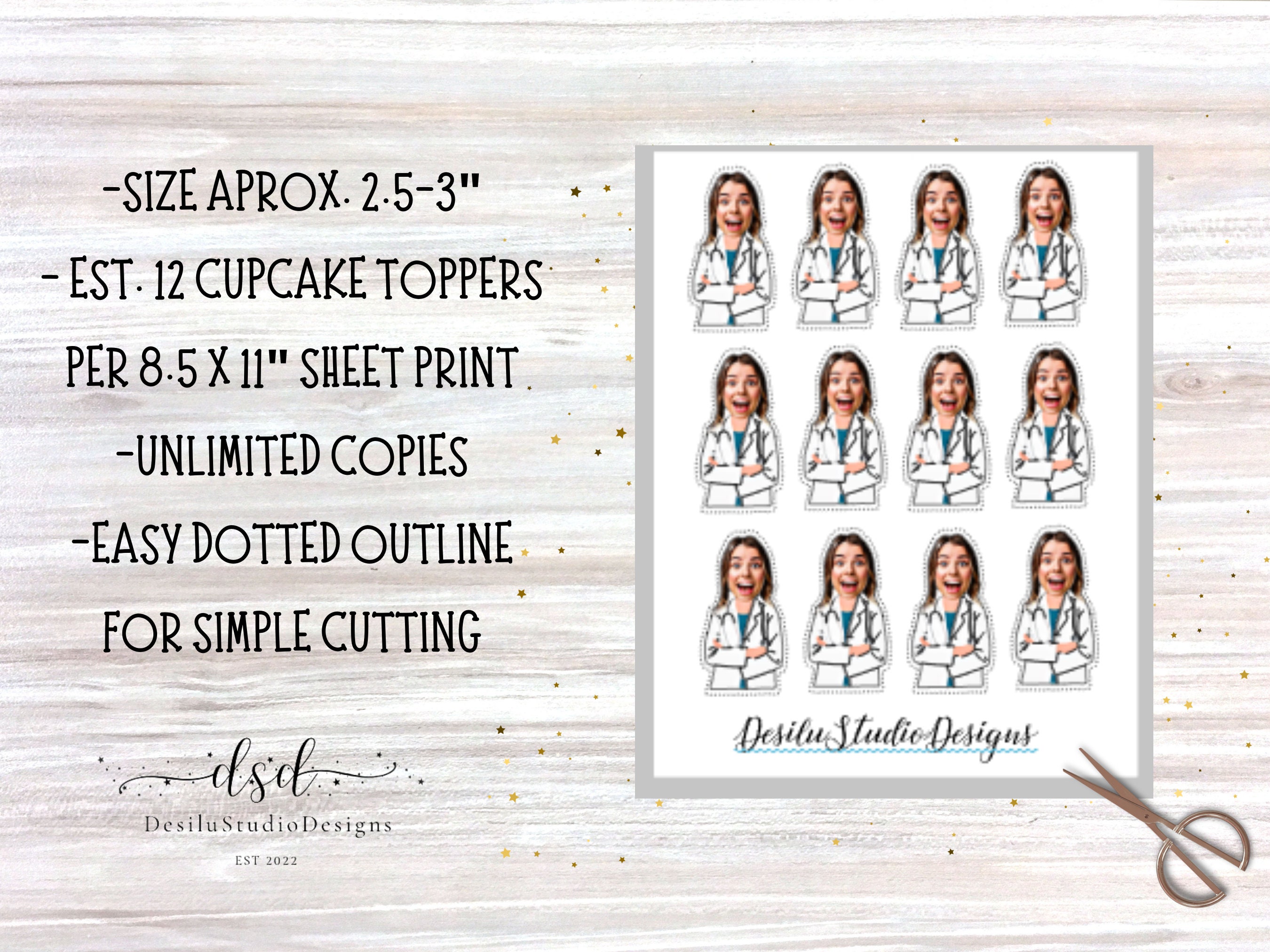 Doctor Cupcake Topper, Nurse Cupcake Topper Printable, Photo Cupcake ...
