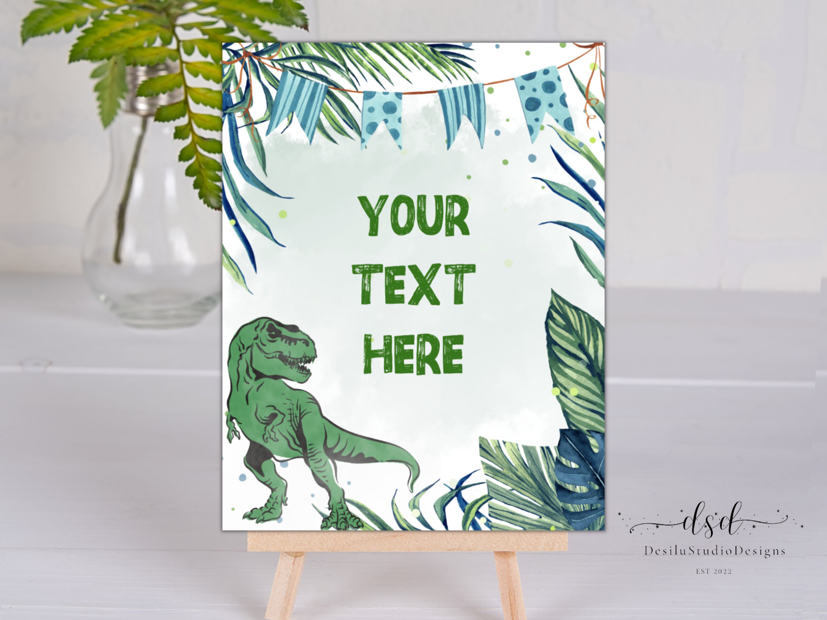 Editable Dinosaur Birthday Sign Gifts and Cards Dinosaur T-rex Birthday ...