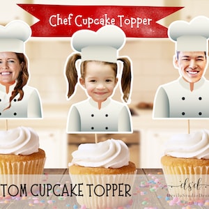 Chef Face Photo Cupcake Toppers Printable Culinary Cupcake Face Toppers ...