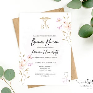 Nursing Graduation Invitation, Editable Registered Nurse Invitation ...