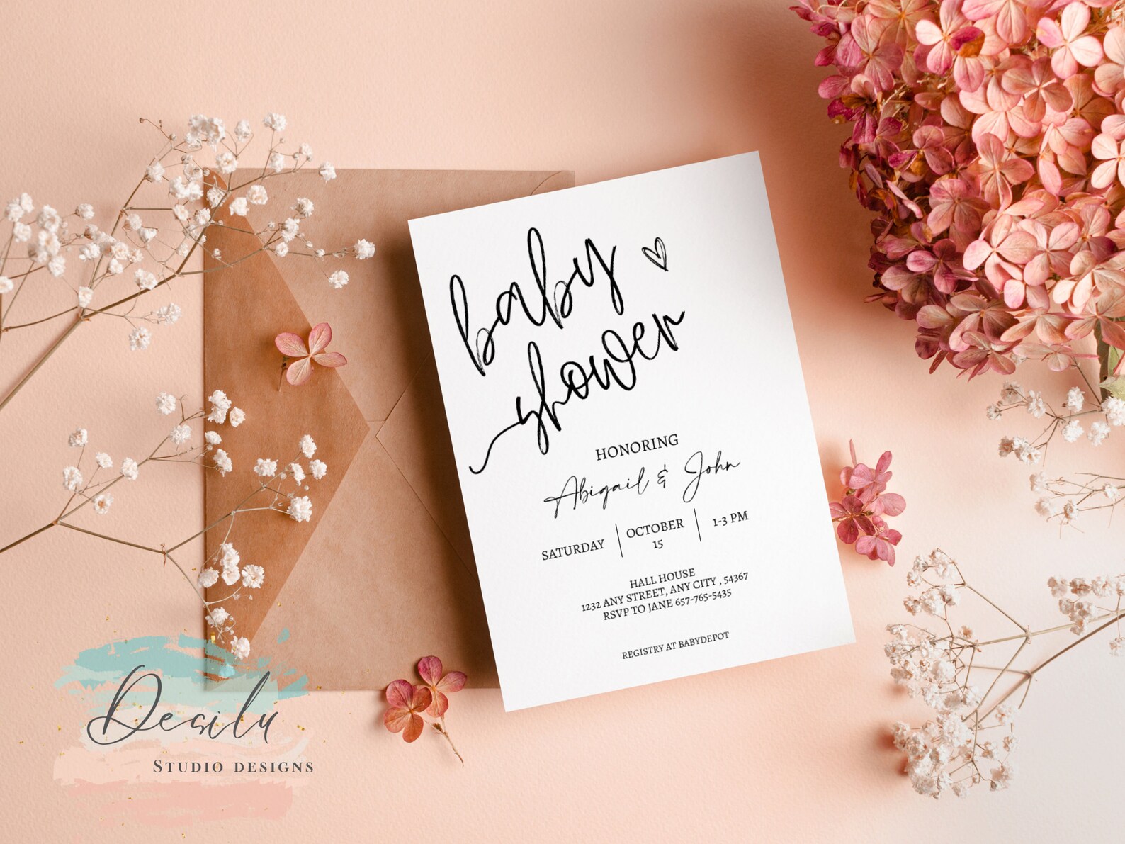 Baby Shower Handwritten Script Invitation Template Baby - Etsy