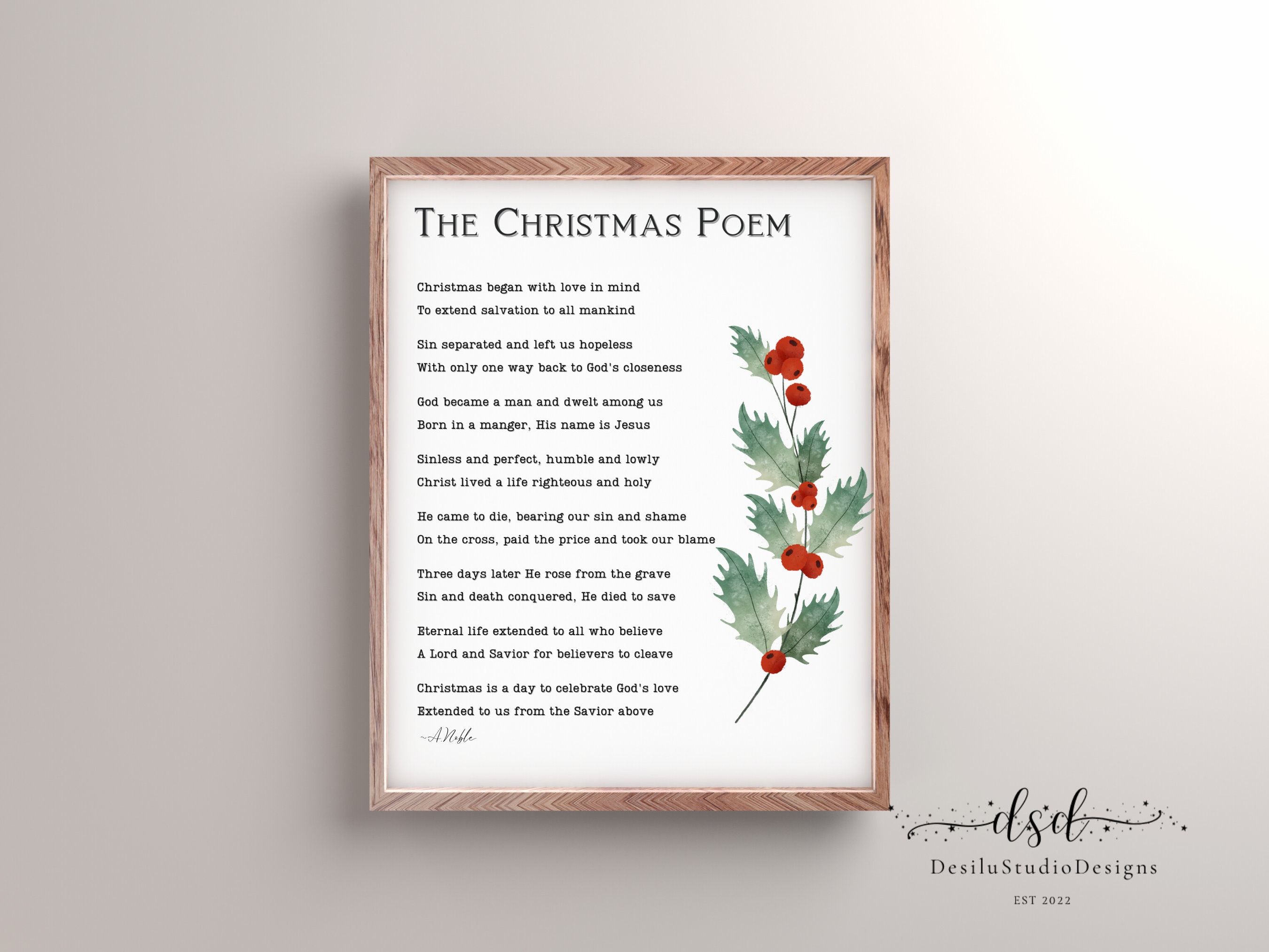 The Christmas Poem Wall Art, True Meaning of Christmas, Printable ...