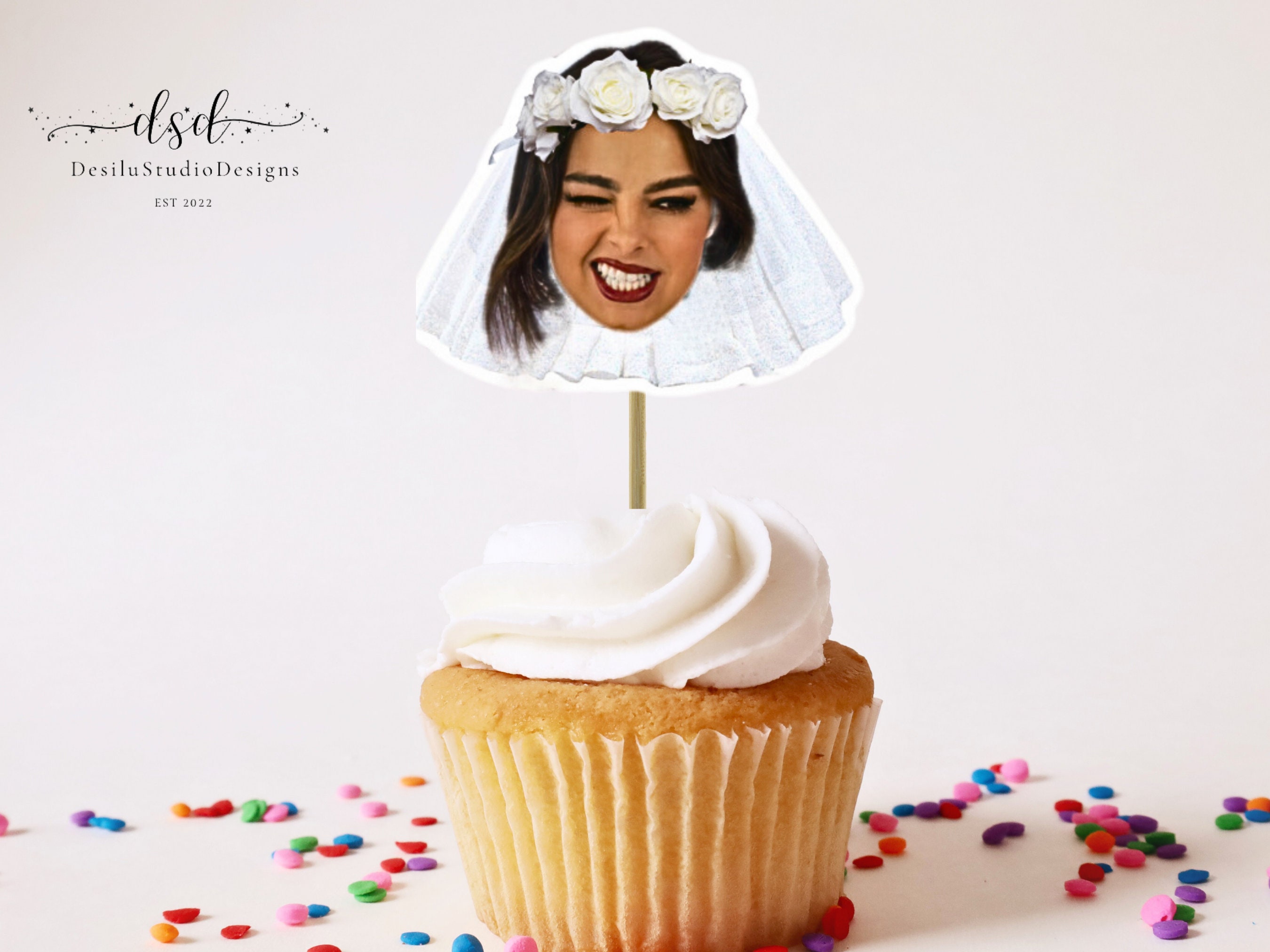 Bride to Be Cupcake Toppers Wedding Flowers Veil DIY Cupcake - Etsy