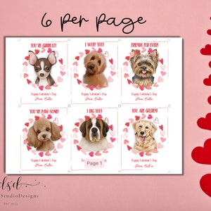 EDITABLE Dog Valentine Cards, Watercolor Doggies Valentine Cards ...