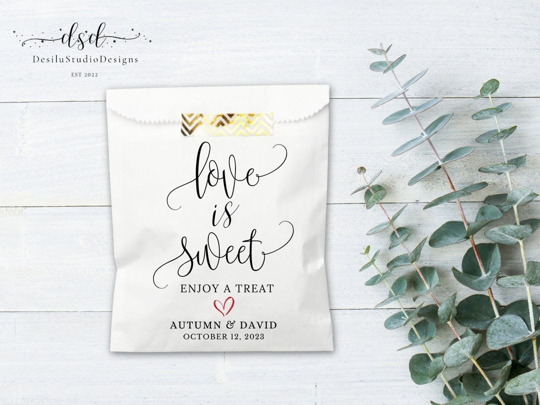 Personalized Wedding Favor Bags, Love is Sweet Treat Bags - Etsy