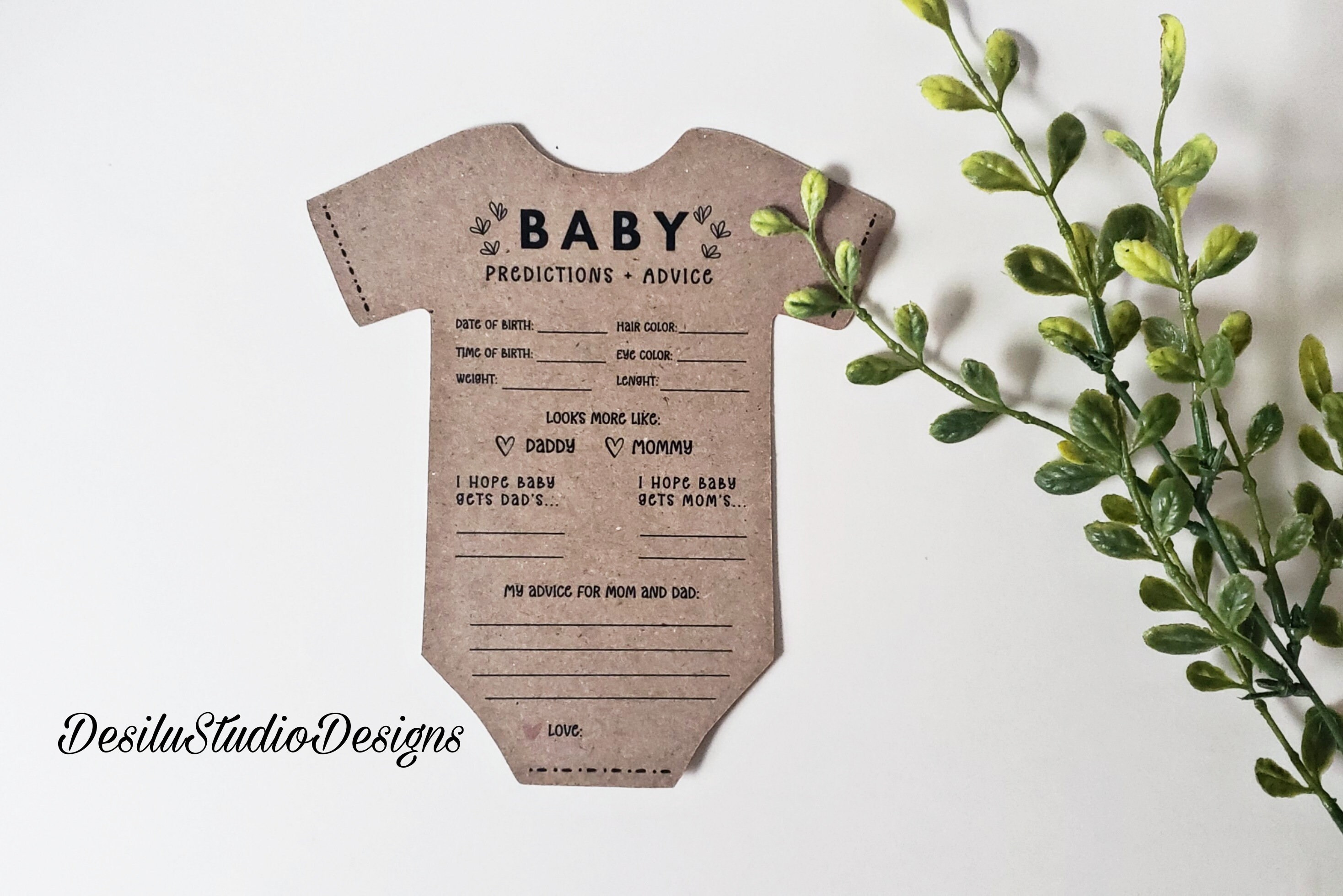 Onesie Shaped Baby Prediction and Advice Cards Gender Neutral - Etsy